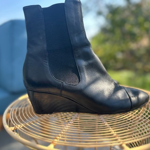 Italian Made | Shoes | Black Leather Wedge Boots Italian Made | Poshmark